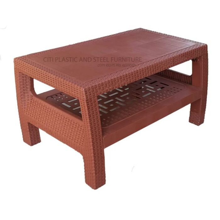 Plastic Double Shelf Plastic Table- CHOCOLATE - Citi Plastic Furniture