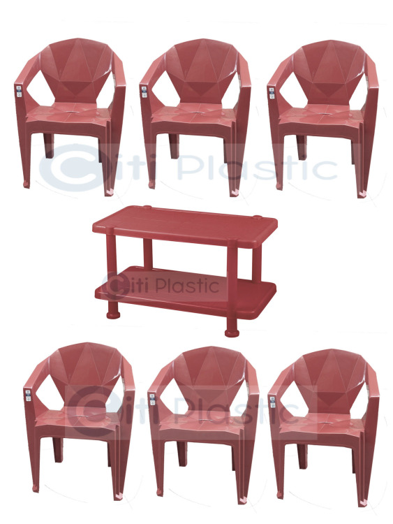 Set Of 6 diamond Plastic Chairs indoor outdoor chairs And Plastic Table ...
